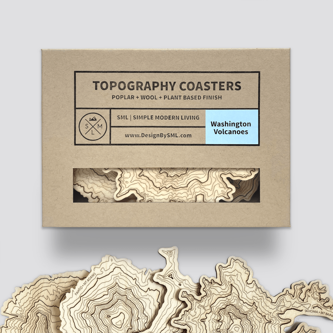 Washington Volcanoes Topography Coasters - Set of 4 – SML | Simple ...