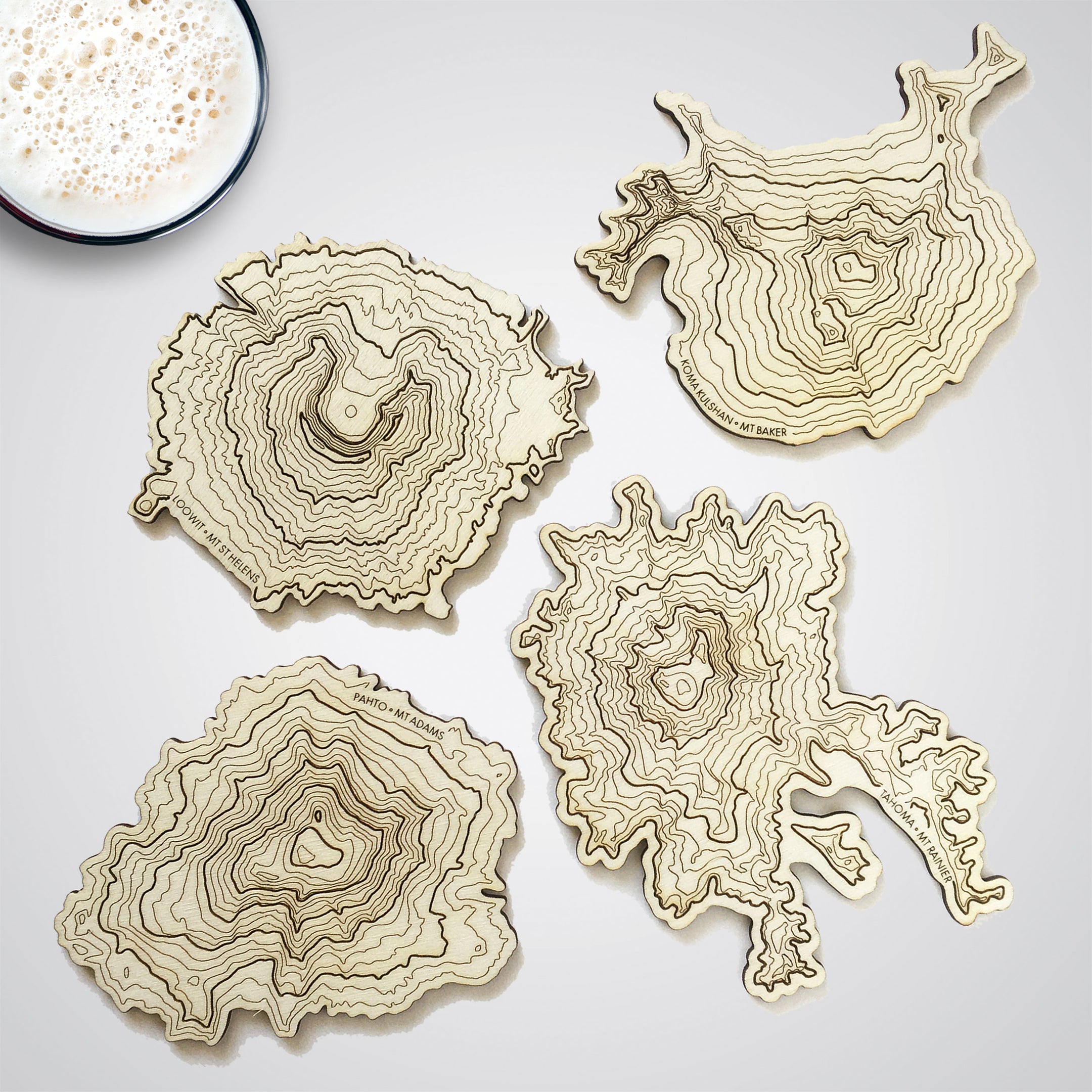 Washington Volcanoes Topography Coasters - Set of 4 – SML | Simple ...